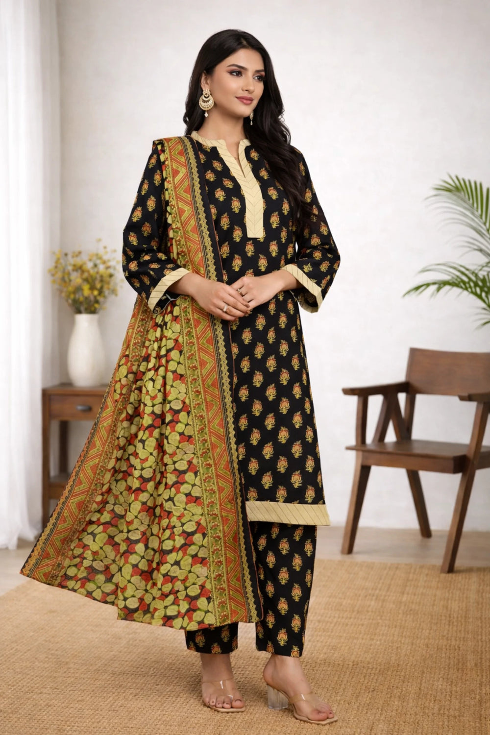 Ladies Printed Three Piece Stitched Suit – Kahani47